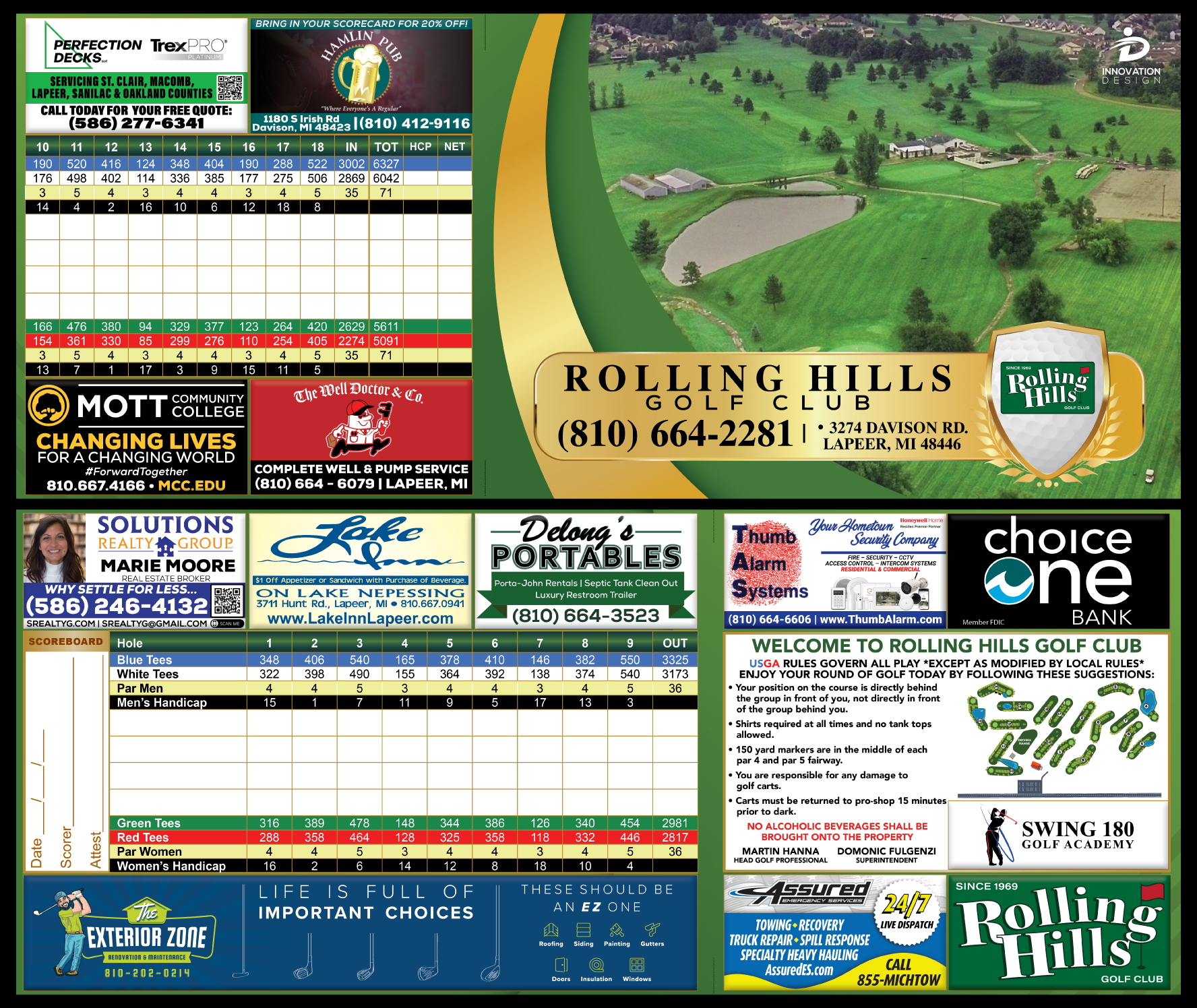 Scorecard update 2025 - Rolling Hills Golf Club